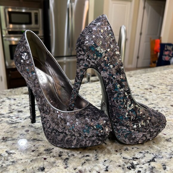 Bakers | Shoes | Bakers Melina Pewter Sequin Platform Stiletto Heel ...